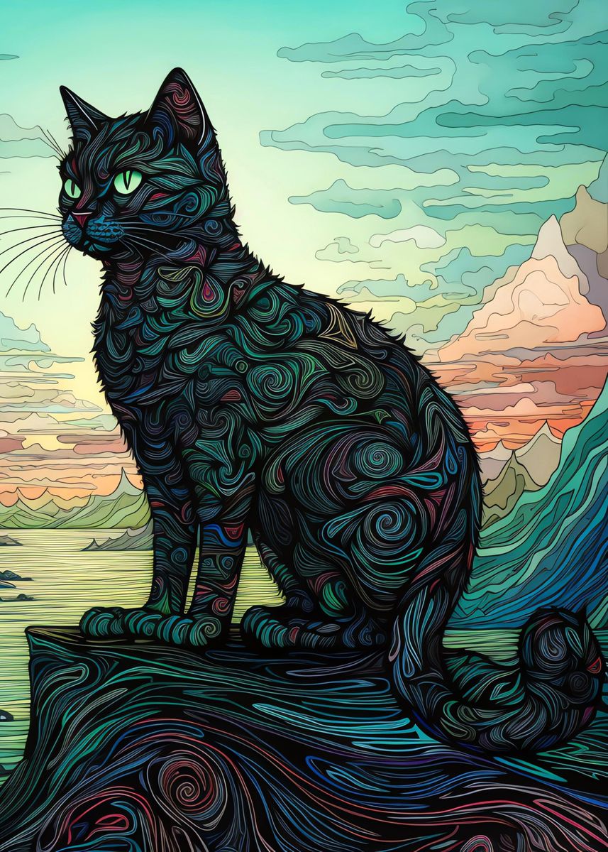 'The Mighty Cat' Poster, picture, metal print, paint by Abu Abu | Displate