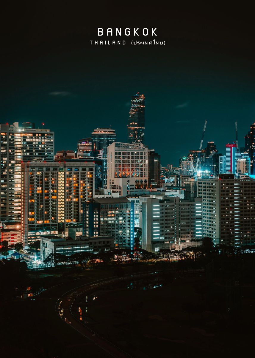 'Bangkok ' Poster, picture, metal print, paint by Famous City | Displate