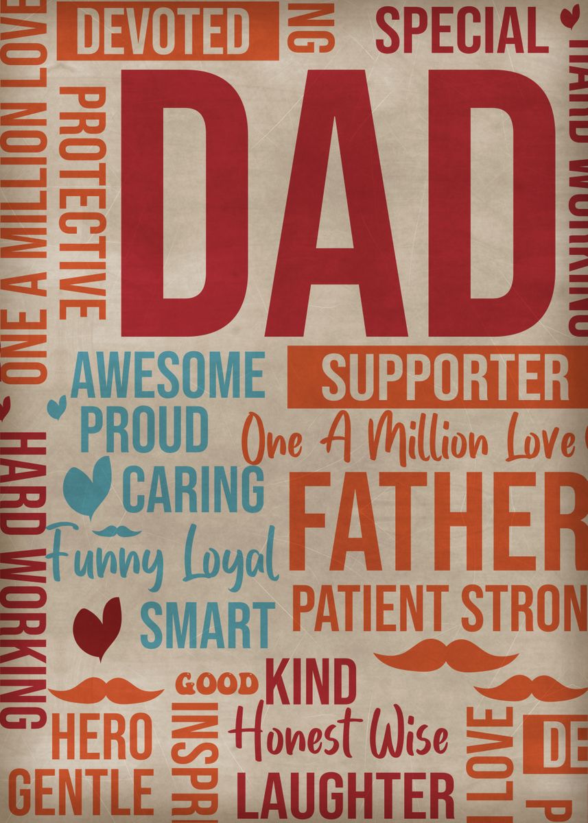 'Dad Typography Magazine' Poster, picture, metal print, paint by ...
