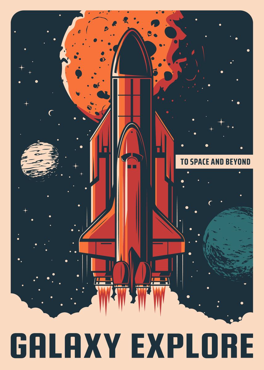 'vintage retro space' Poster, picture, metal print, paint by Allan ...