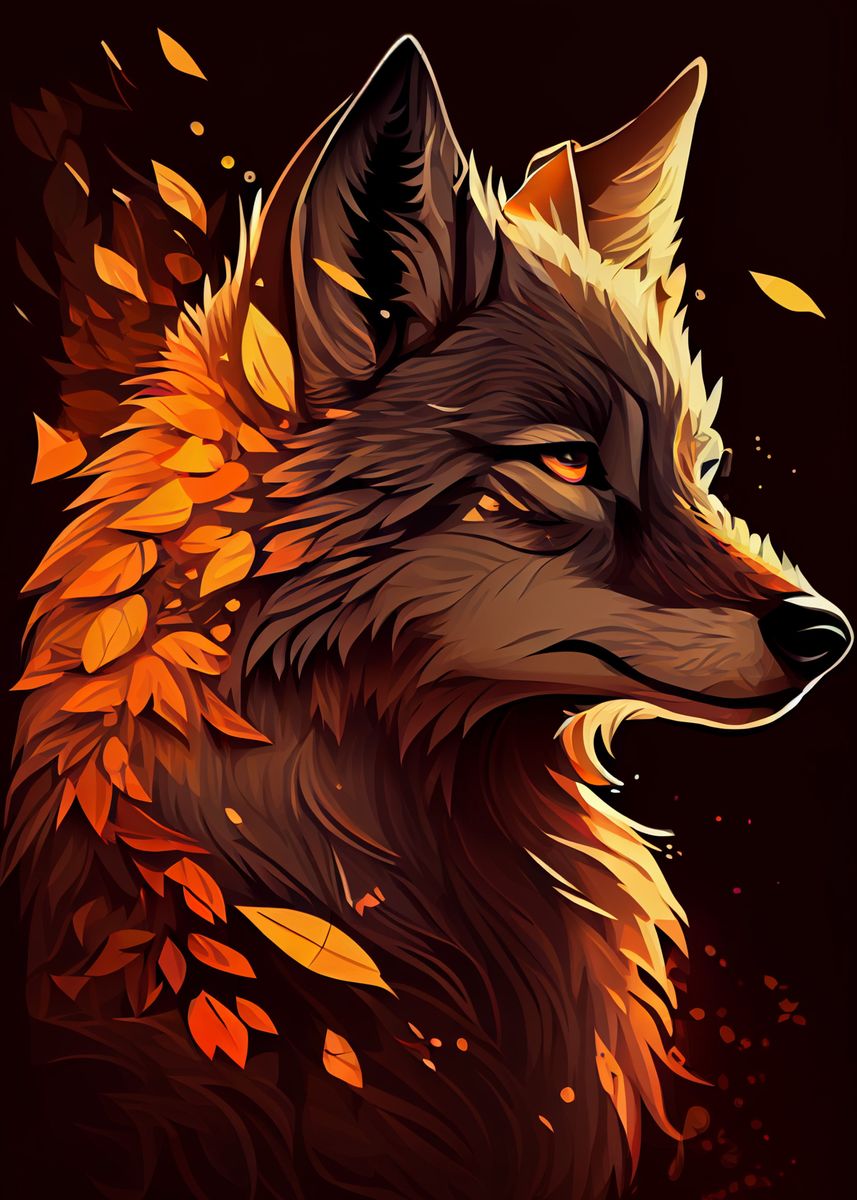 Orange Anime Wolf
