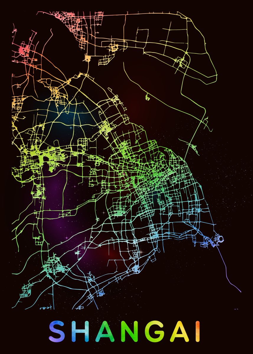 'Shangai Map' Poster, picture, metal print, paint by Terrance Seay ...