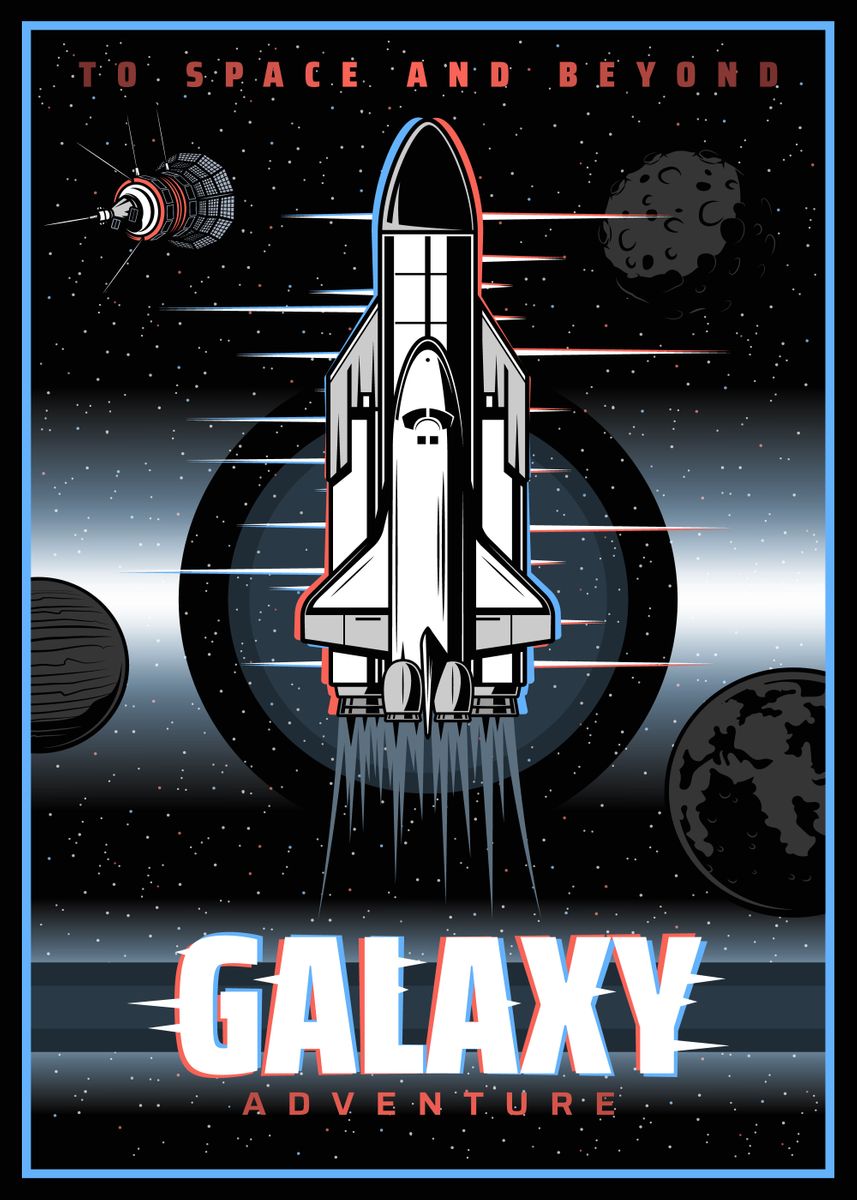 'vintage retro space' Poster, picture, metal print, paint by Allan ...