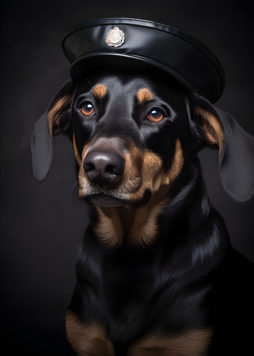 'Police Officer Dachshund' Poster, picture, metal print, paint by ...