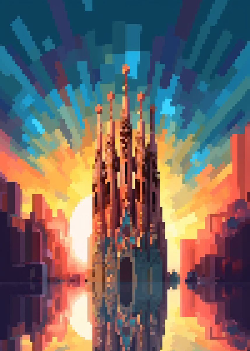 'Barcelona pixel art' Poster, picture, metal print, paint by Powerful ...