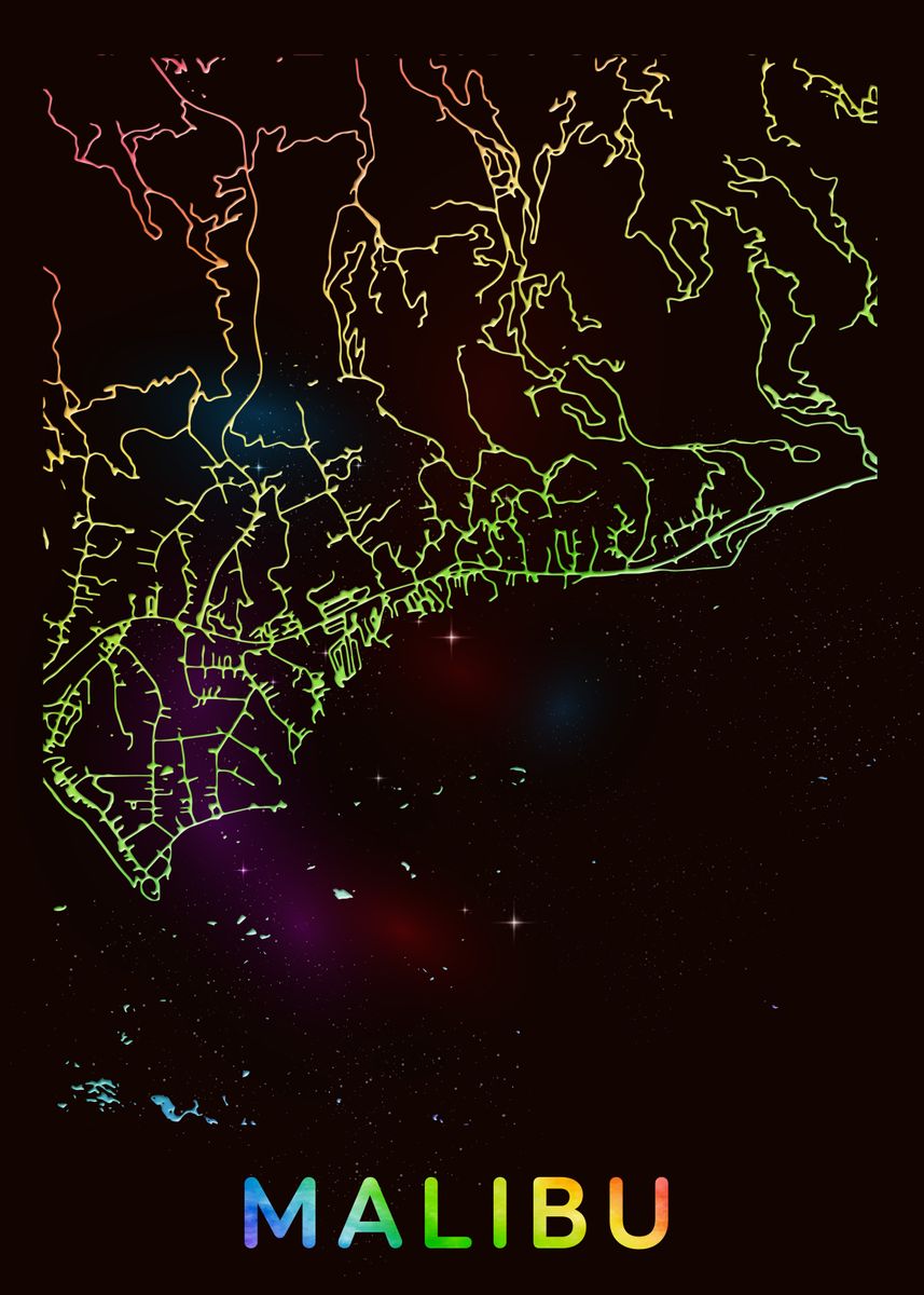 'Malibu Map' Poster, picture, metal print, paint by Terrance Seay ...