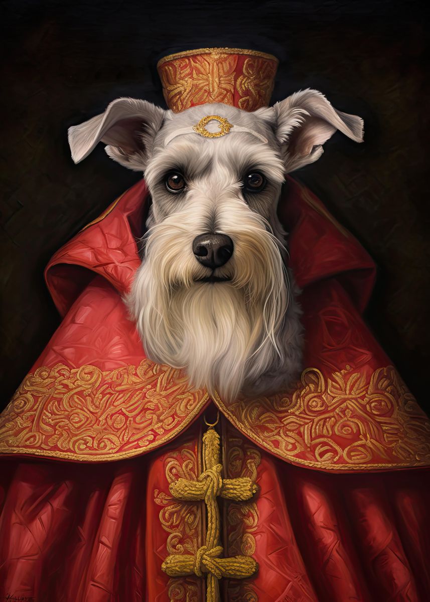 'Schnauzer The Pope ' Poster, picture, metal print, paint by PetPrints | Displate