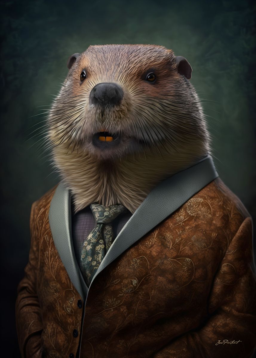 'Beaver Portrait' Poster, picture, metal print, paint by Clement ...