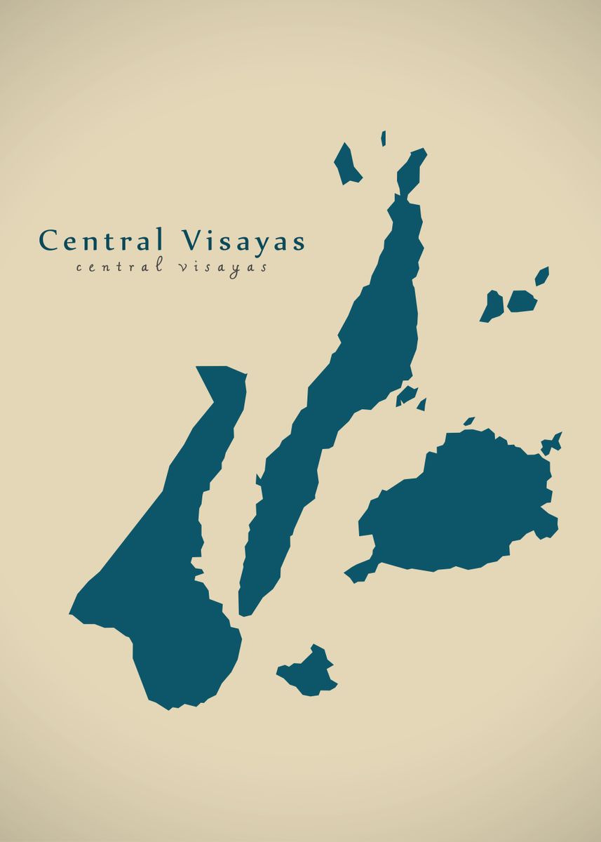 'Central Visayas region map' Poster, picture, metal print, paint by ...