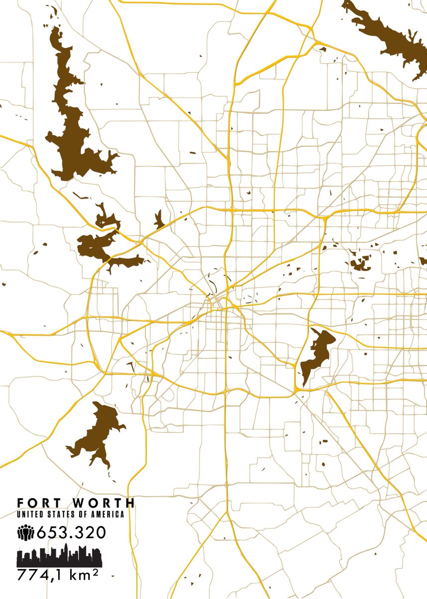 'Fort Worth TX USA ' Poster, picture, metal print, paint by Mey Lino ...