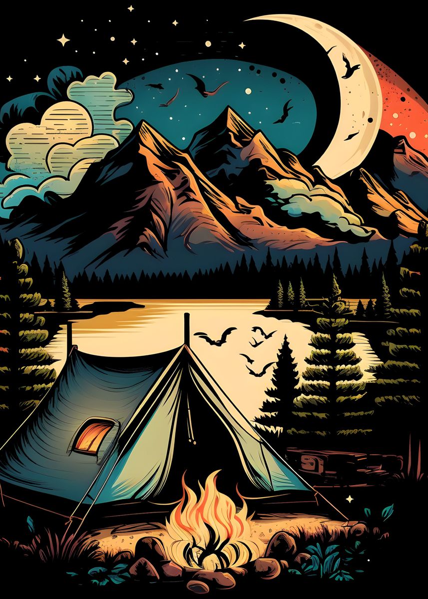 'Beautiful landscape Camp' Poster by Don Lego | Displate