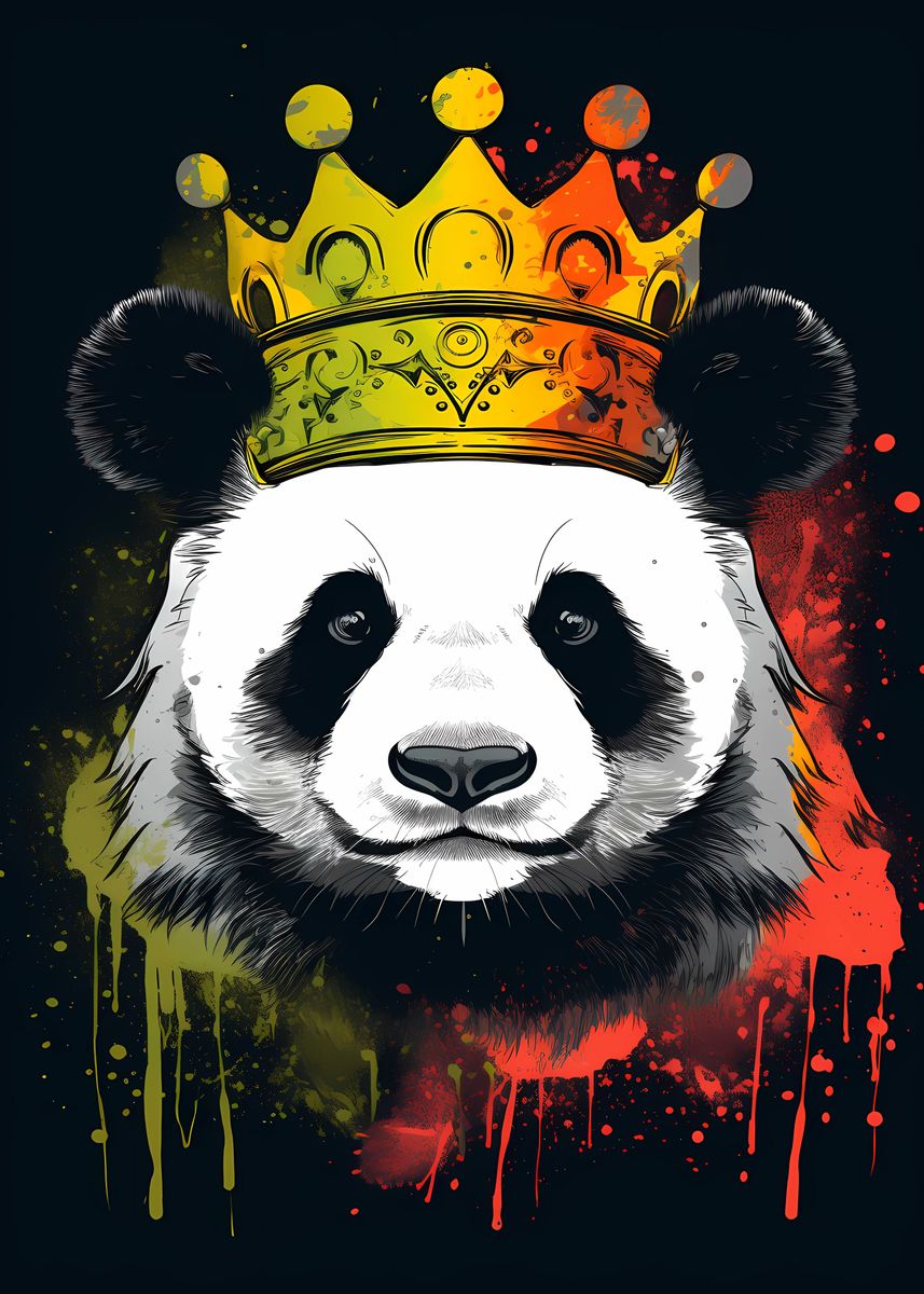 'Panda With Crown' Poster, picture, metal print, paint by ...