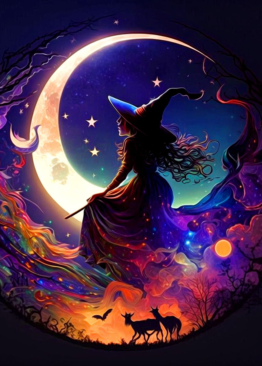 'Fantasy Witch' Poster, picture, metal print, paint by Hanis Art | Displate