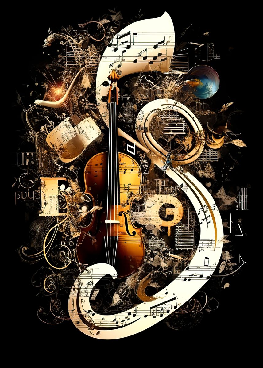 'Note Music' Poster, picture, metal print, paint by Childs Space | Displate