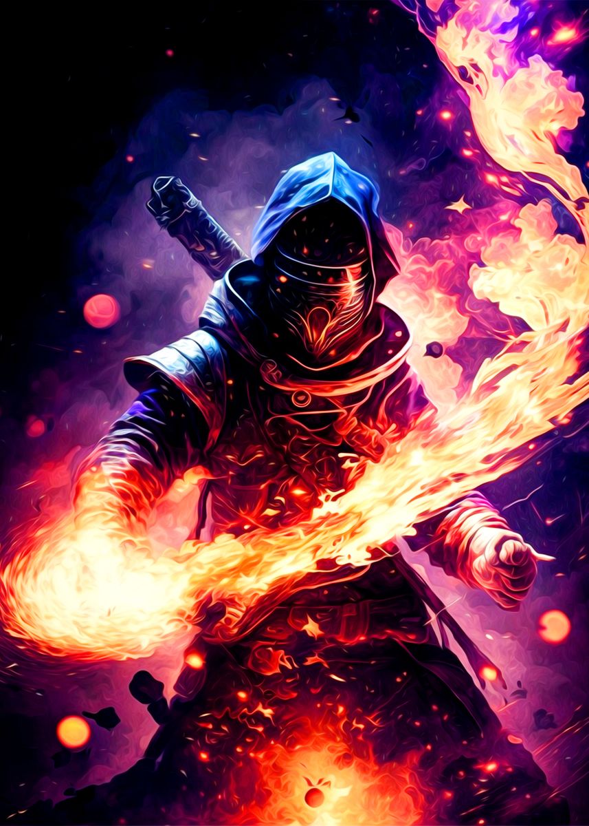 'Ninja' Poster, picture, metal print, paint by Uranus Artist | Displate