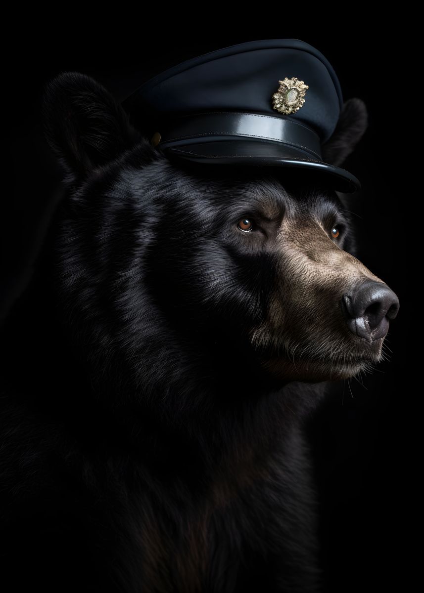 'Police Officer Black Bear' Poster, picture, metal print, paint by ...