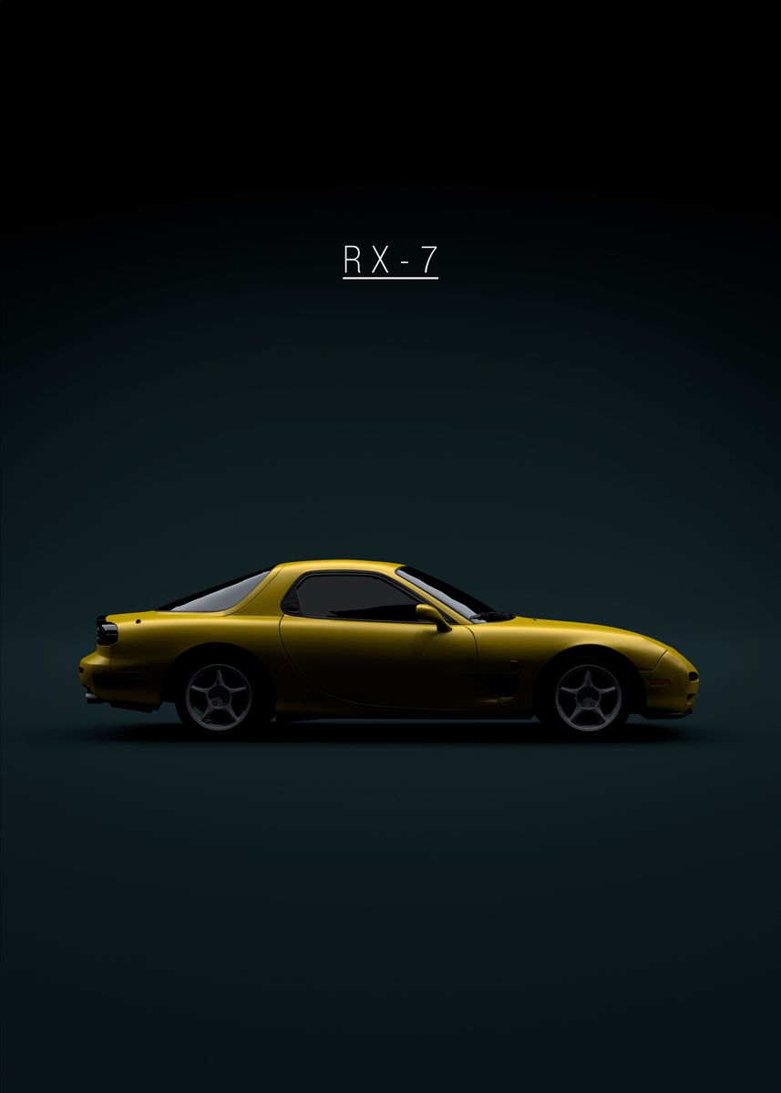 '1997 Mazda RX7 Yellow' Poster by 21 MXM | Displate