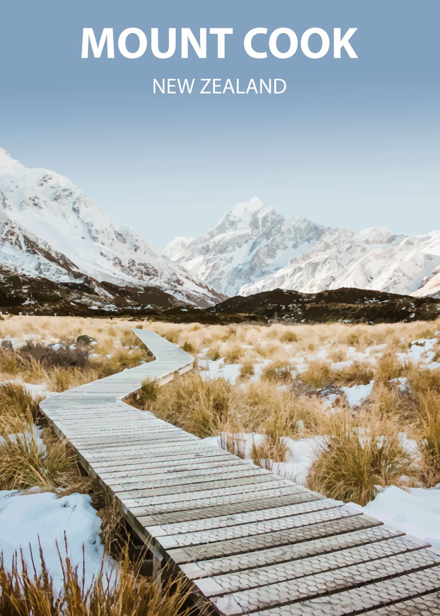 'Mount Cook New Zealand' Poster, picture, metal print, paint by Explore ...