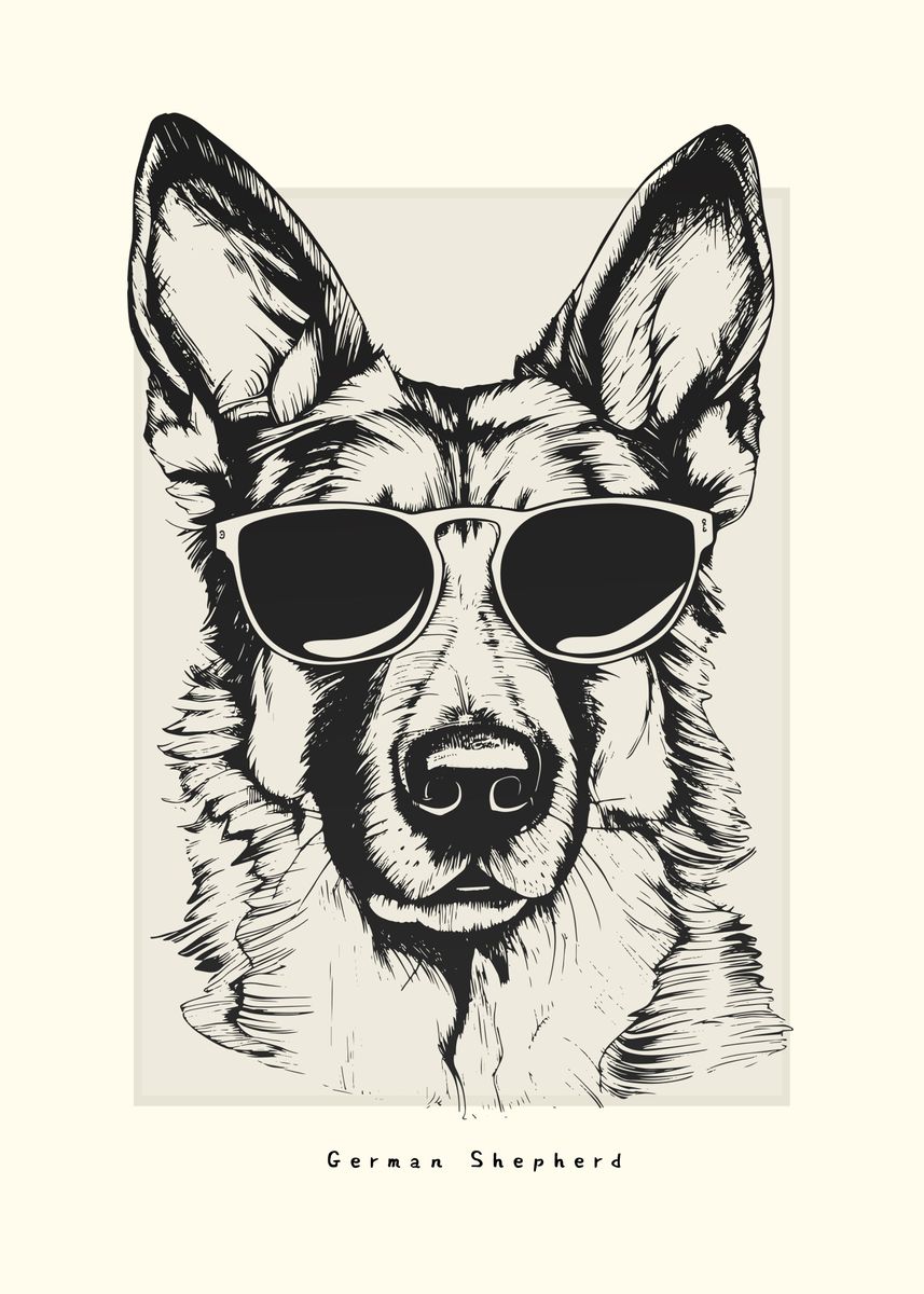 'German Shepherd Sketch' Poster, picture, metal print, paint by Rafael Dxgn | Displate