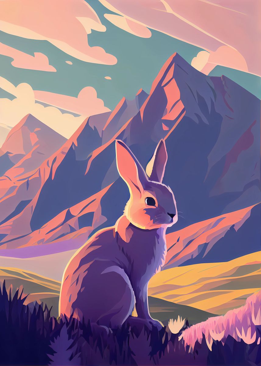 'Rabbit In Nature' Poster, picture, metal print, paint by AnHa | Displate