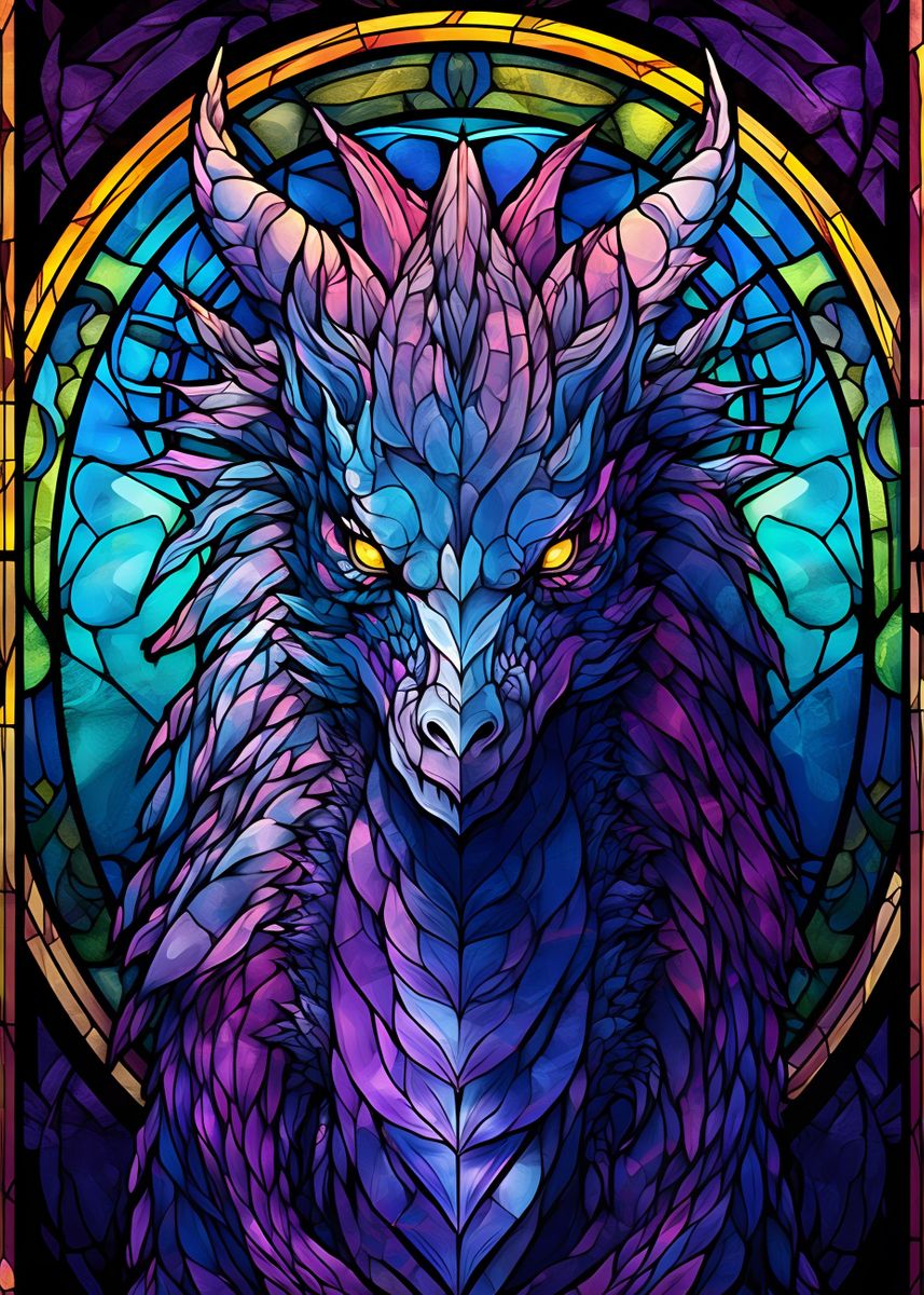'Purple Seraphon Dragon' Poster, picture, metal print, paint by ...