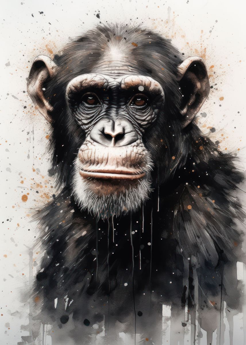 'Chimpanzee Primate Majesty' Poster, picture, metal print, paint by ...