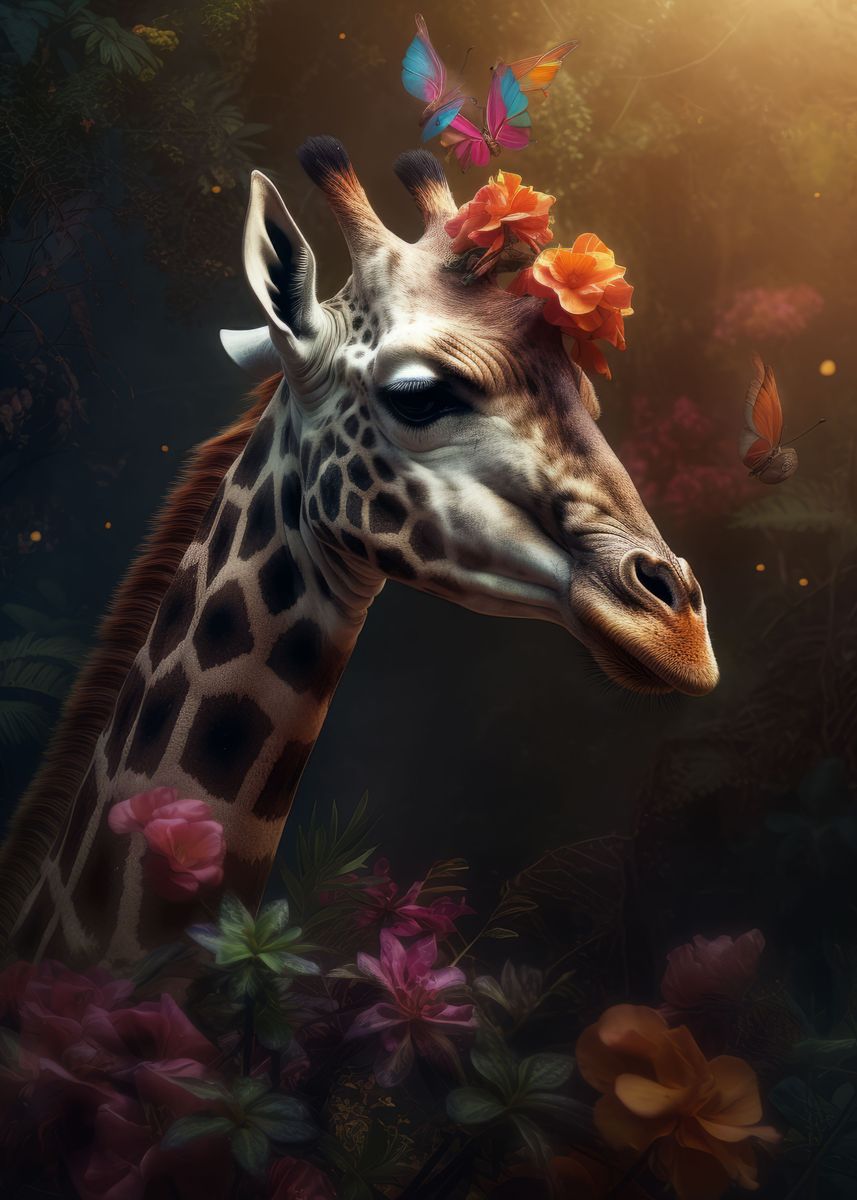 'Giraffe Contemporary Art' Poster, picture, metal print, paint by Zenzdesign | Displate