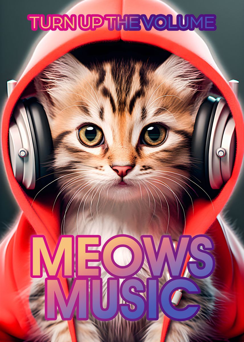 'Meows Music' Poster, picture, metal print, paint by Alan Frijns | Displate