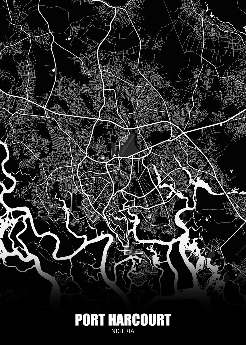 'Port Harcourt Nigeria Map' Poster, picture, metal print, paint by Zake ...