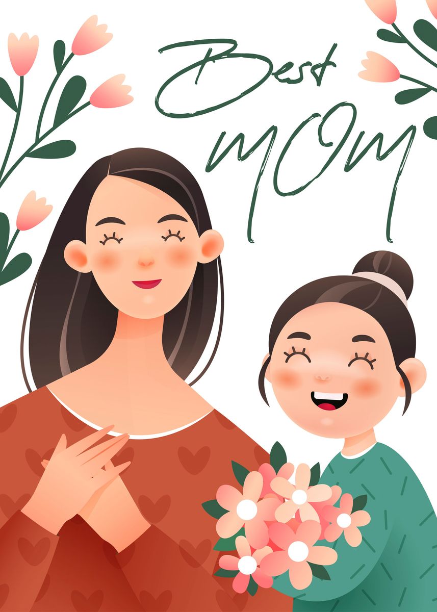 'Best Mom' Poster, picture, metal print, paint by Nice Pictures | Displate