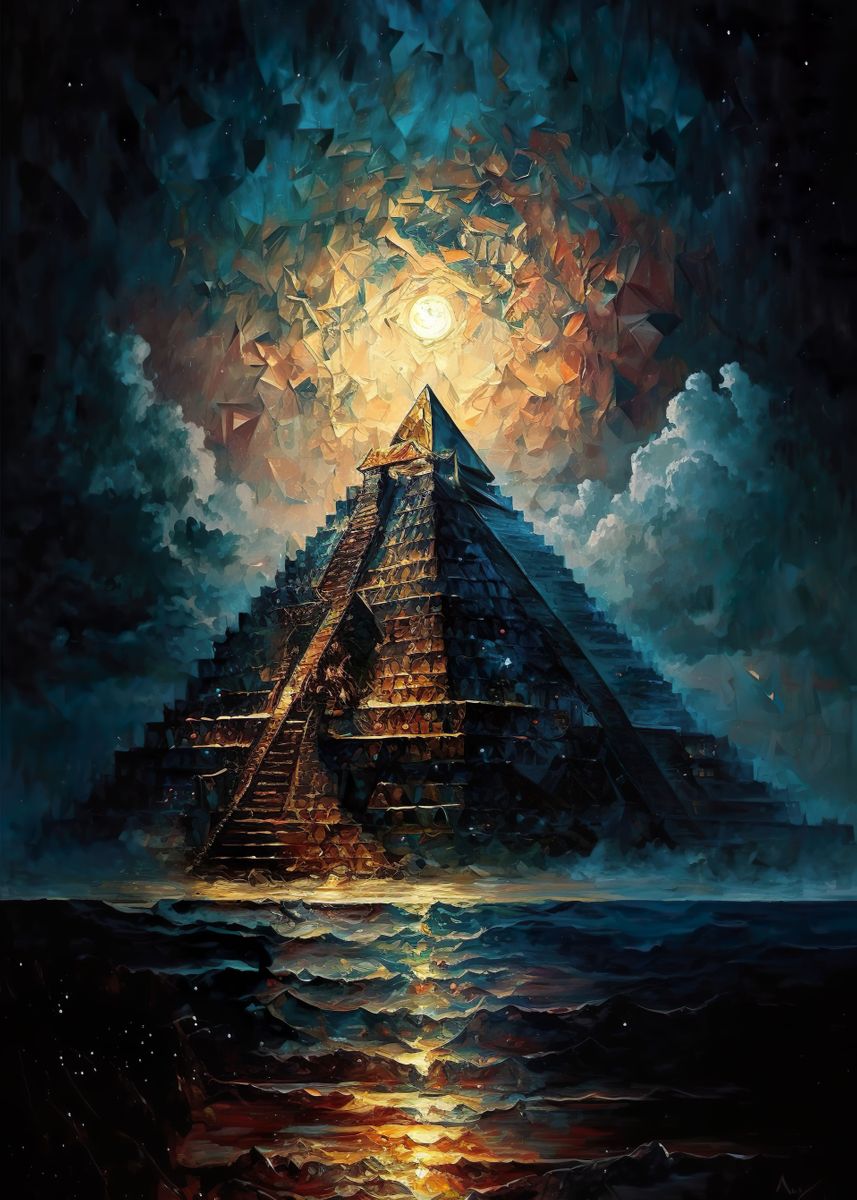 'Maya pyramid in desert' Poster, picture, metal print, paint by ...