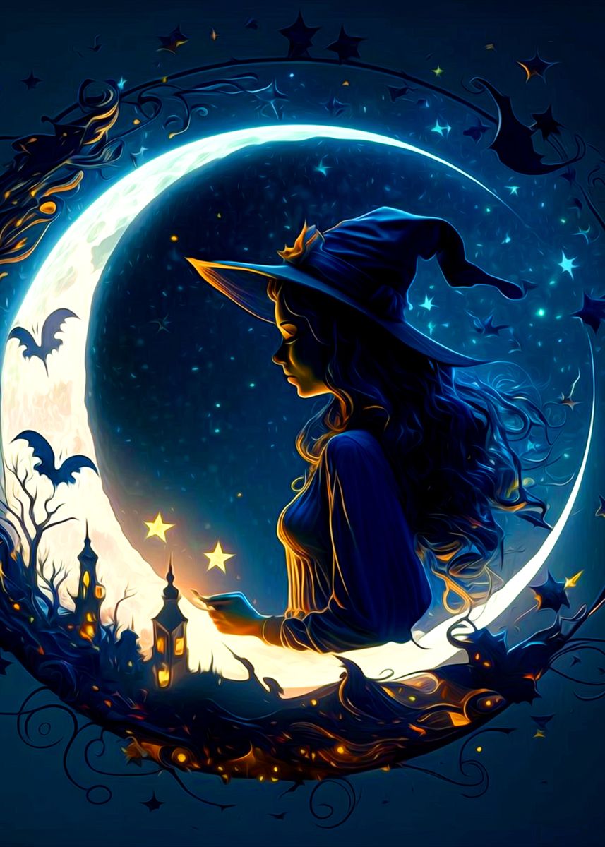 'Fantasy Witch' Poster, picture, metal print, paint by Hanis Art | Displate