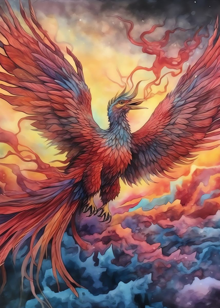 'Fire Phoenix' Poster, picture, metal print, paint by Gokan Redoulse ...