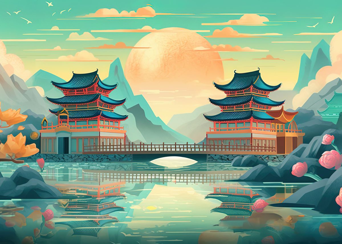 'Chinese landscape Nature' Poster by MatiasCurrie | Displate