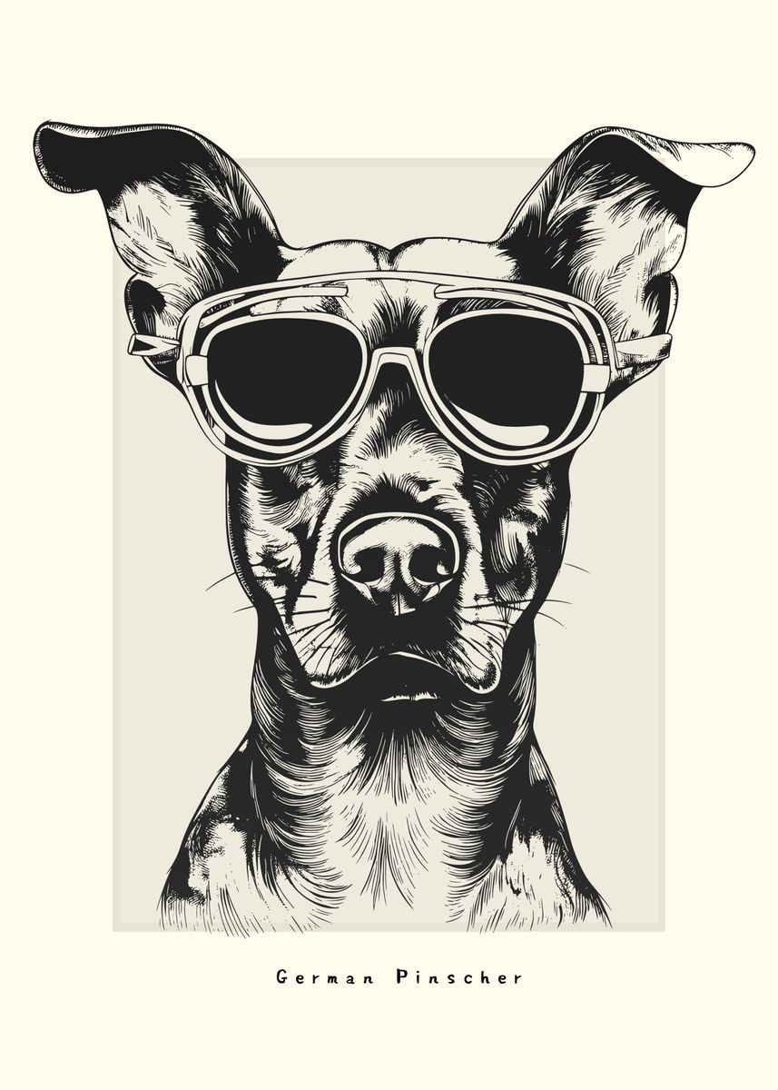 'German Pinscher Sketch' Poster, picture, metal print, paint by Rafael Dxgn | Displate