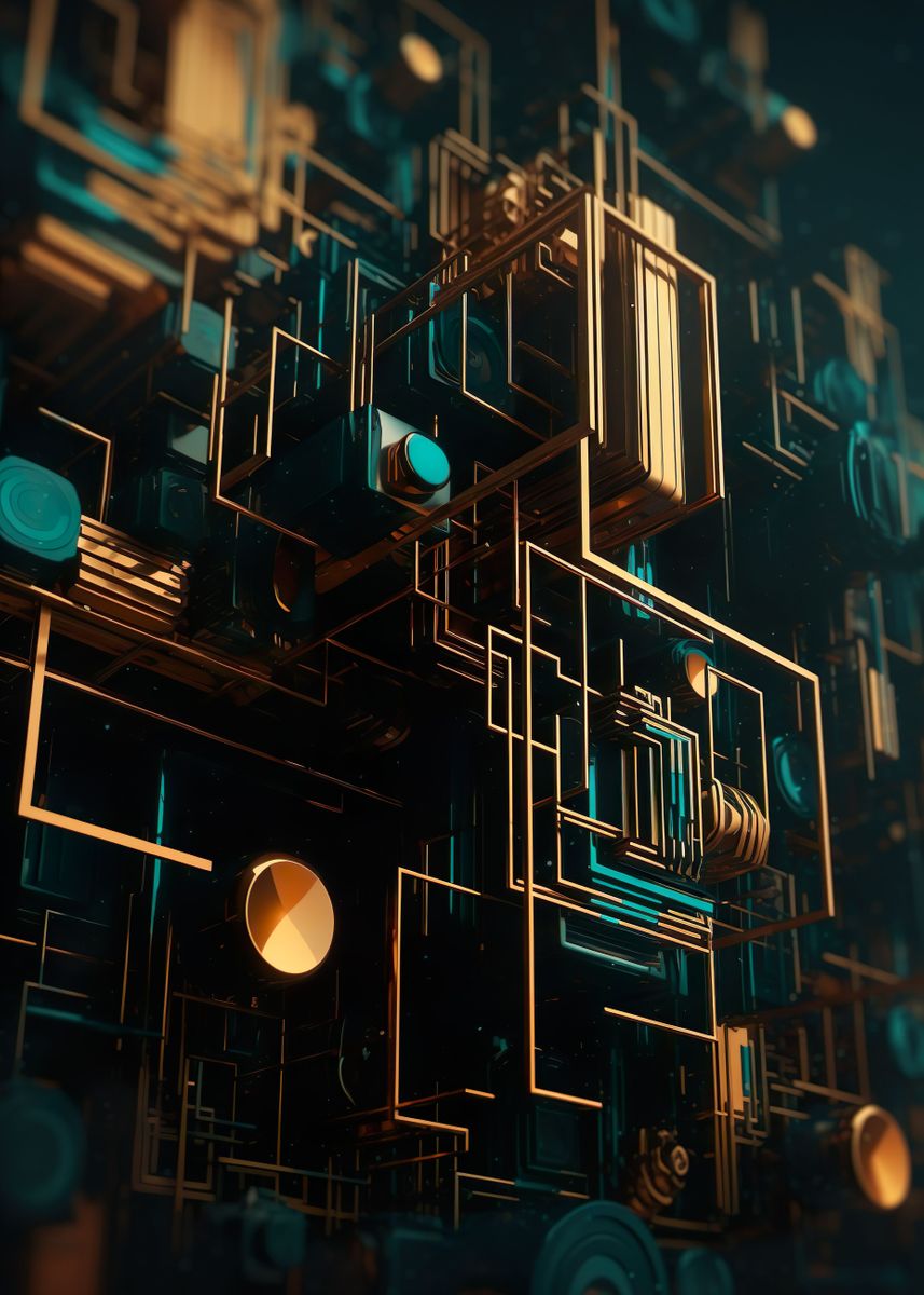 'Abstract Circuit Tech' Poster, picture, metal print, paint by AyrioArt ...