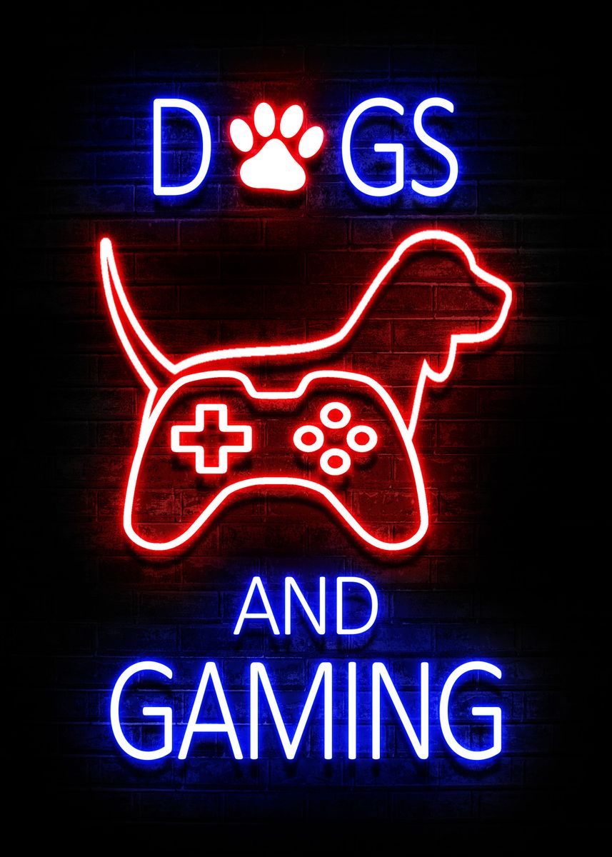 'Dog And Gaming' Poster, picture, metal print, paint by Black Four ...