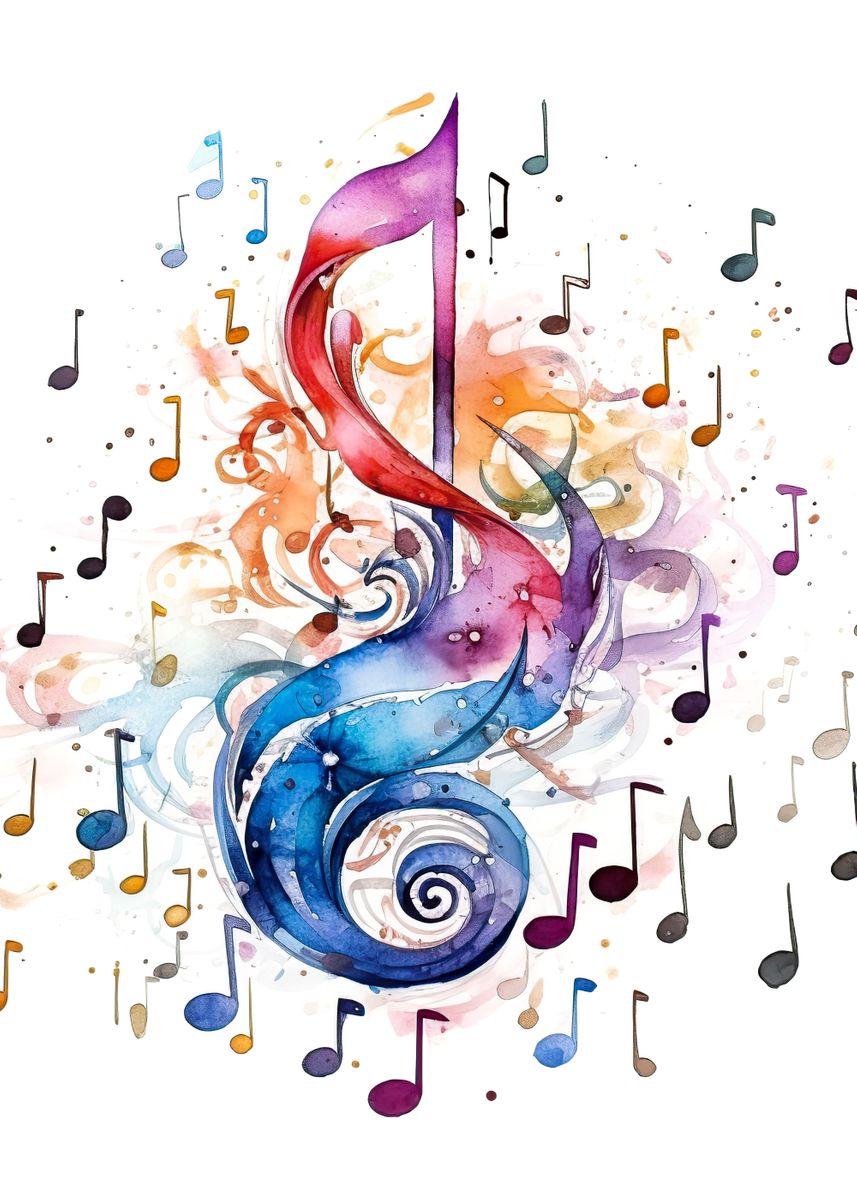 'Note Music' Poster, picture, metal print, paint by Childs Space | Displate