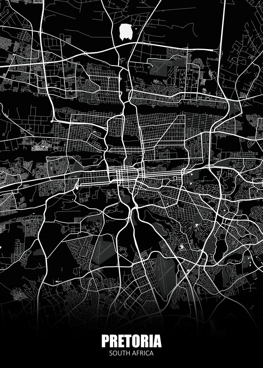 'Pretoria South Africa Map' Poster, picture, metal print, paint by Zake ...