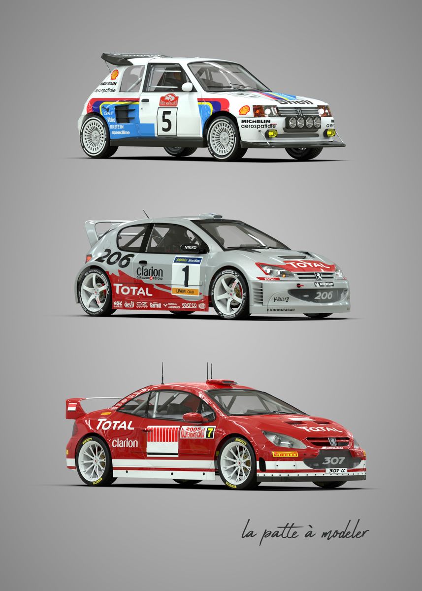 'Peugeot Rally Cars' Poster, picture, metal print, paint by ...
