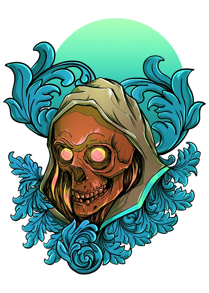 'Hooded Enigma Skull' Poster by Atanas Popovski | Displate