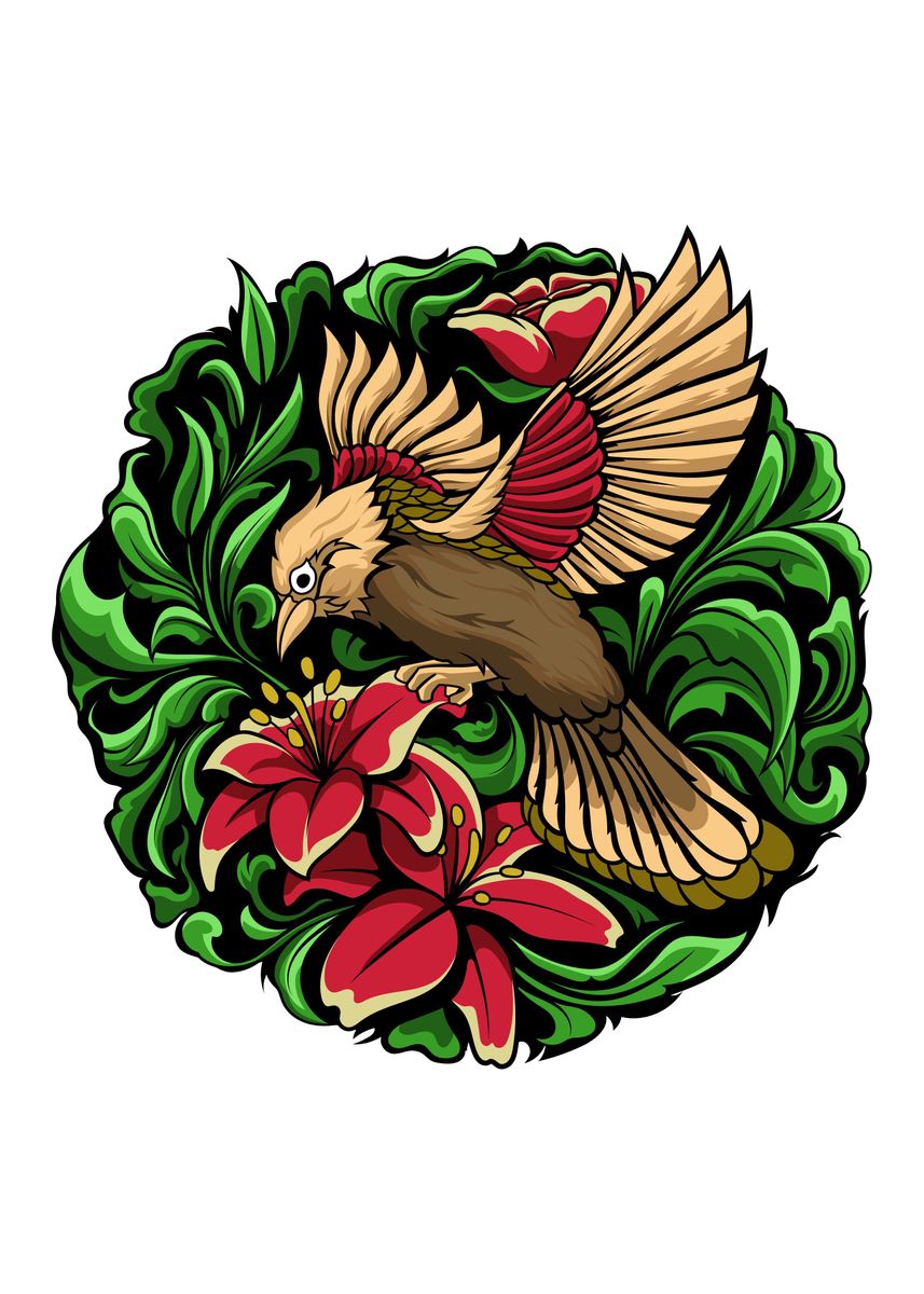 'Japanese Bird' Poster, picture, metal print, paint by Dede Wiradinata ...