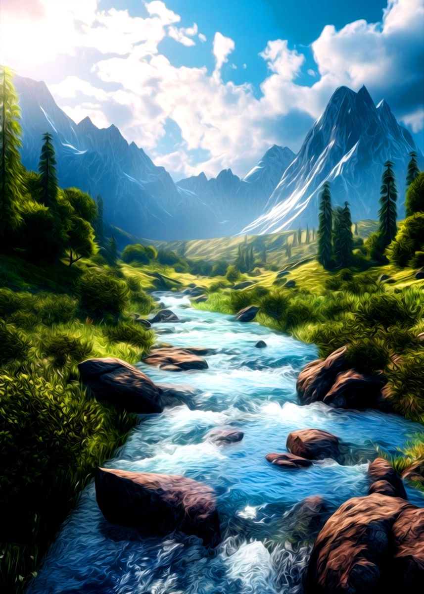 'Landscape Nature' Poster, picture, metal print, paint by javis lee ...