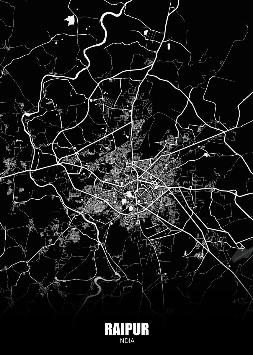 'Raipur India Map' Poster, picture, metal print, paint by Zake Yonkou ...