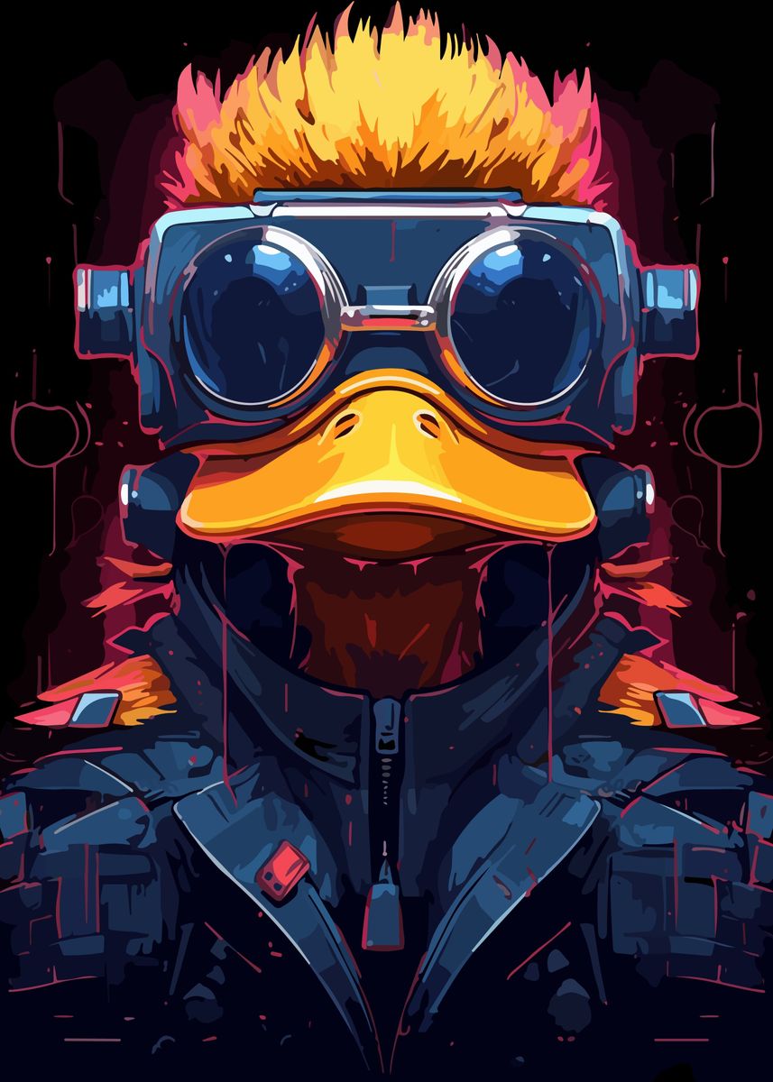 'Cyberpunk Duck Animal' Poster, picture, metal print, paint by Art ...