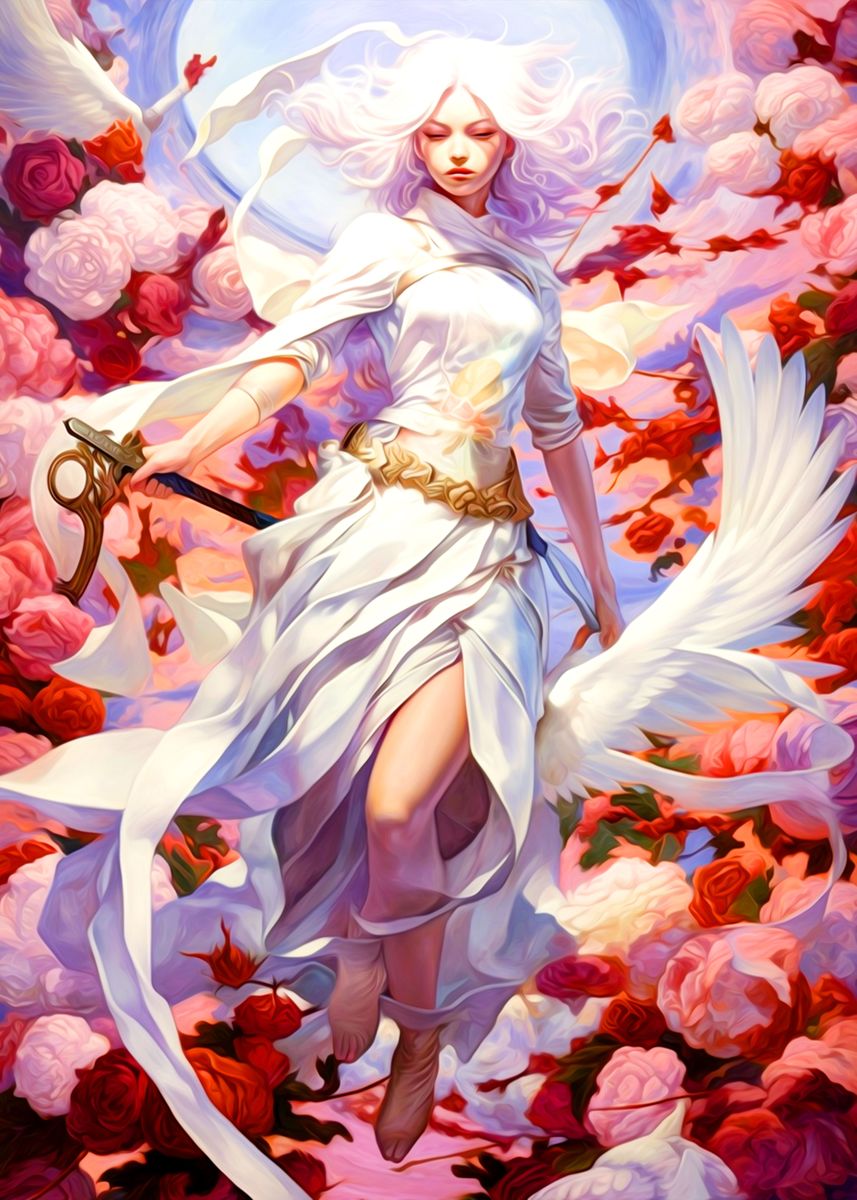 'Angle Warrior' Poster, picture, metal print, paint by nguen haz | Displate