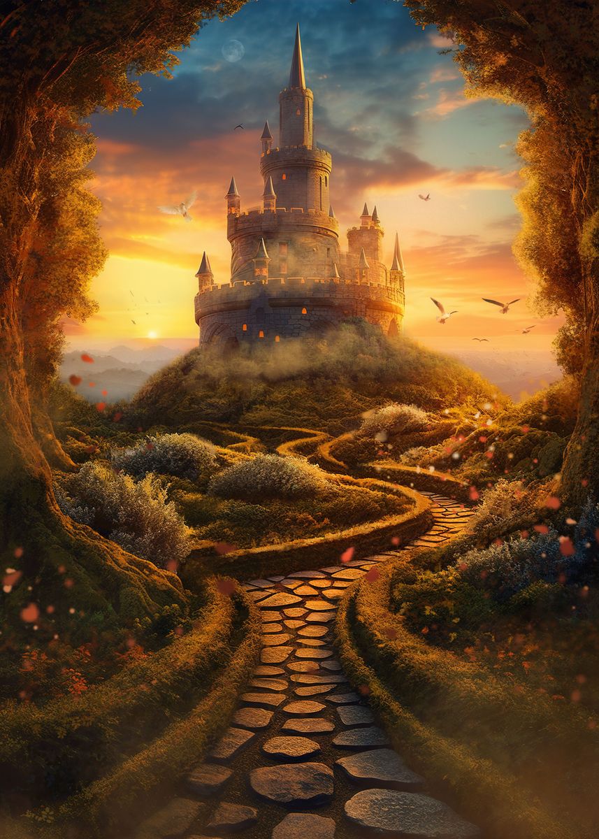 'Pathway to the Castle' Poster, picture, metal print, paint by Bruno ...