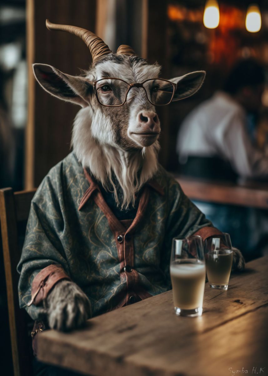 'The Wise Goat of the Bar' Poster, picture, metal print, paint by Symba ...
