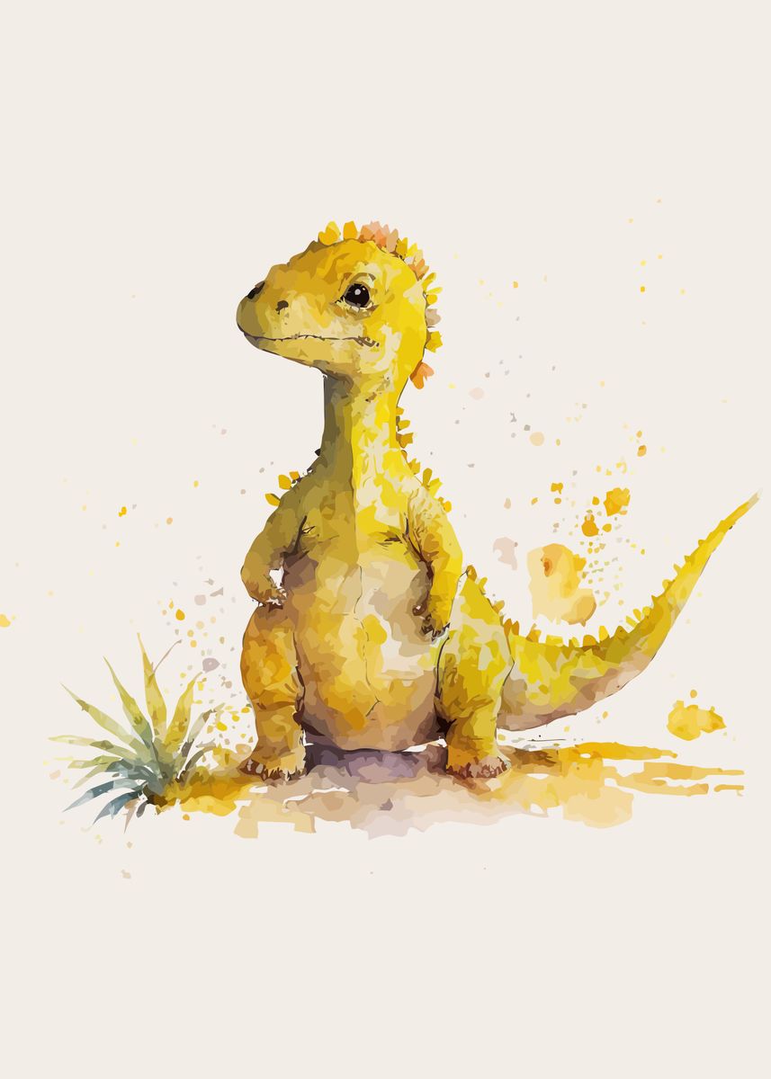 'Dinosaurs in watercolor' Poster, picture, metal print, paint by ...
