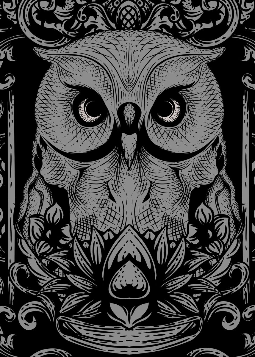 'Owl' Poster, picture, metal print, paint by Dedew Doublede | Displate